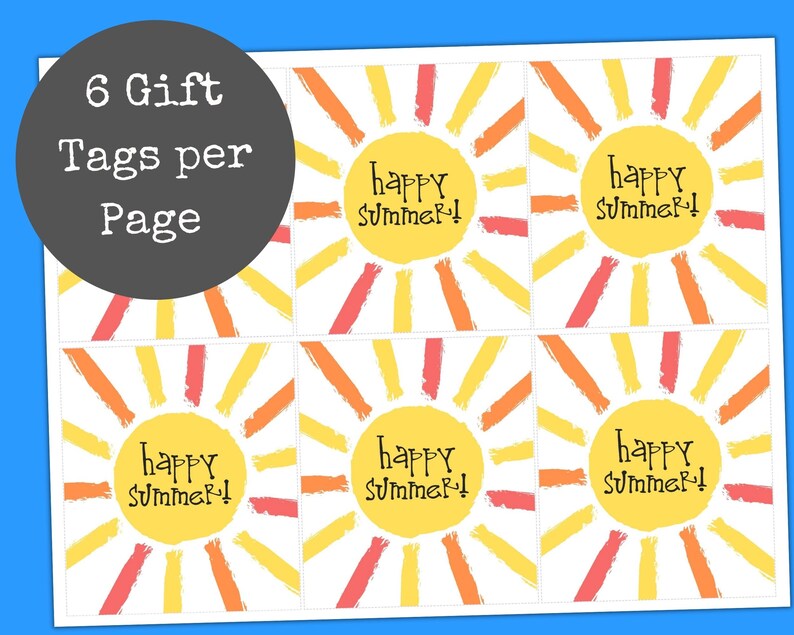 Happy Summer Gift Tags, Printable End of School Year Tag, Summer Break ...