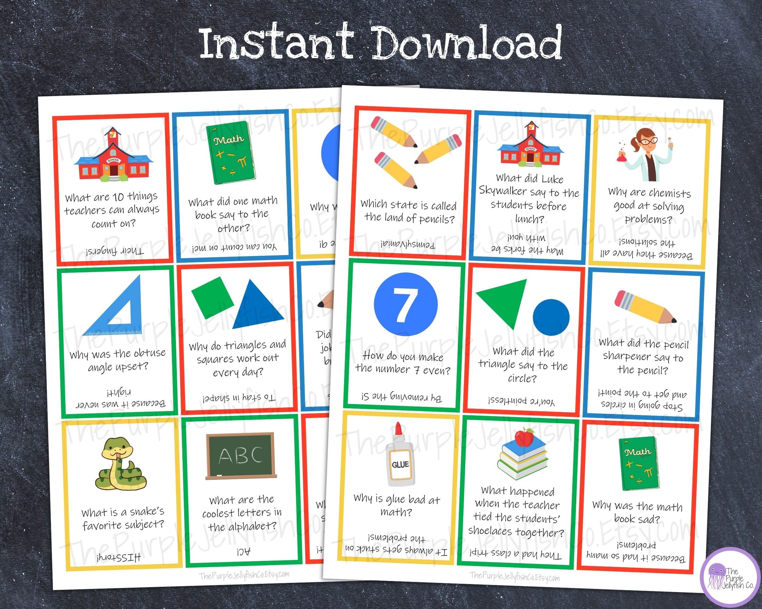 Back to School Lunch Box Notes Printable Lunchbox Jokes for Kids ...