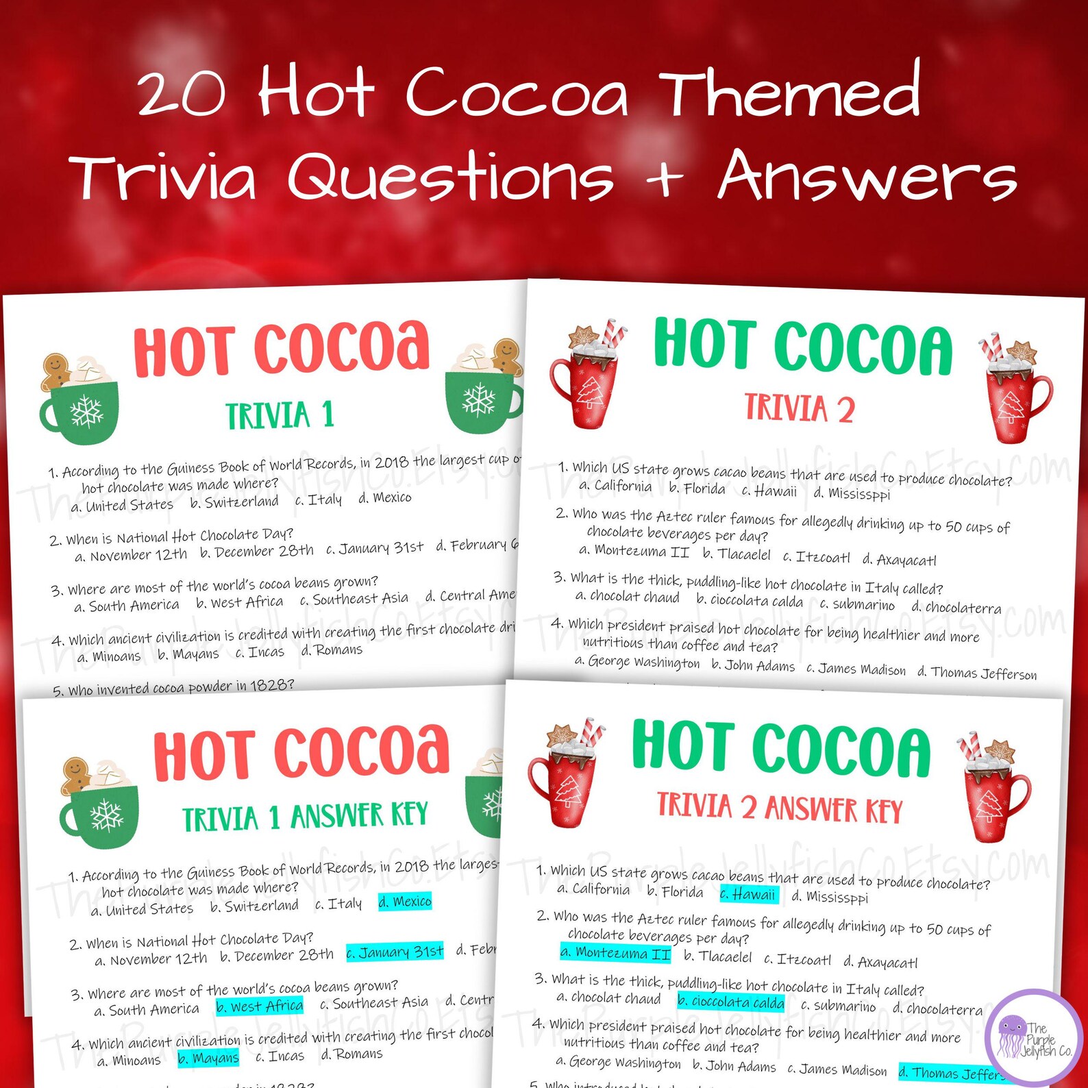 Hot Cocoa Christmas Trivia Game, Winter Party Games, Hot Chocolate Bar ...