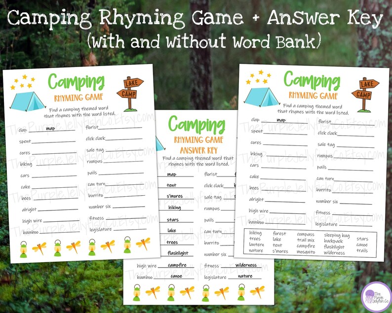 Camping Games Bundle, Fun Camping Games Printable, Camping Activities ...