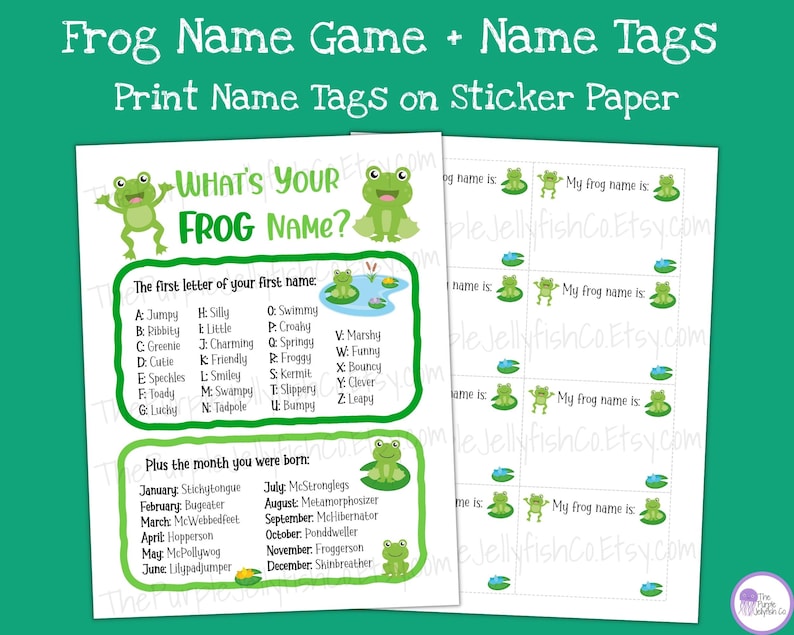 Frog Game Bundle, Printable Games for Kids, Frog Birthday Party Ideas ...
