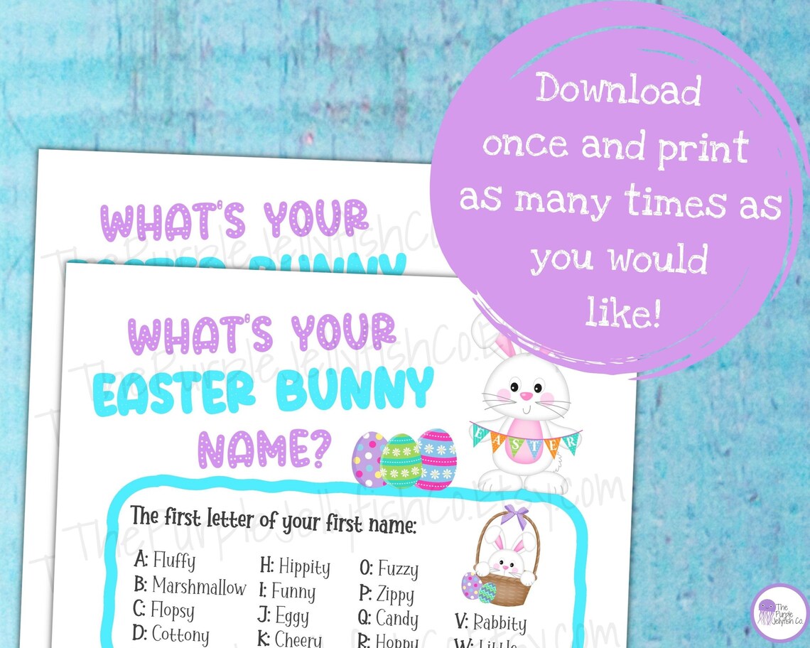 Easter Bunny Name Game, What's Your Bunny Name, Printable Easter Game ...