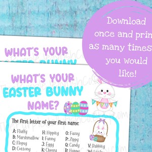 Easter Bunny Name Game, What's Your Bunny Name, Printable Easter Game ...