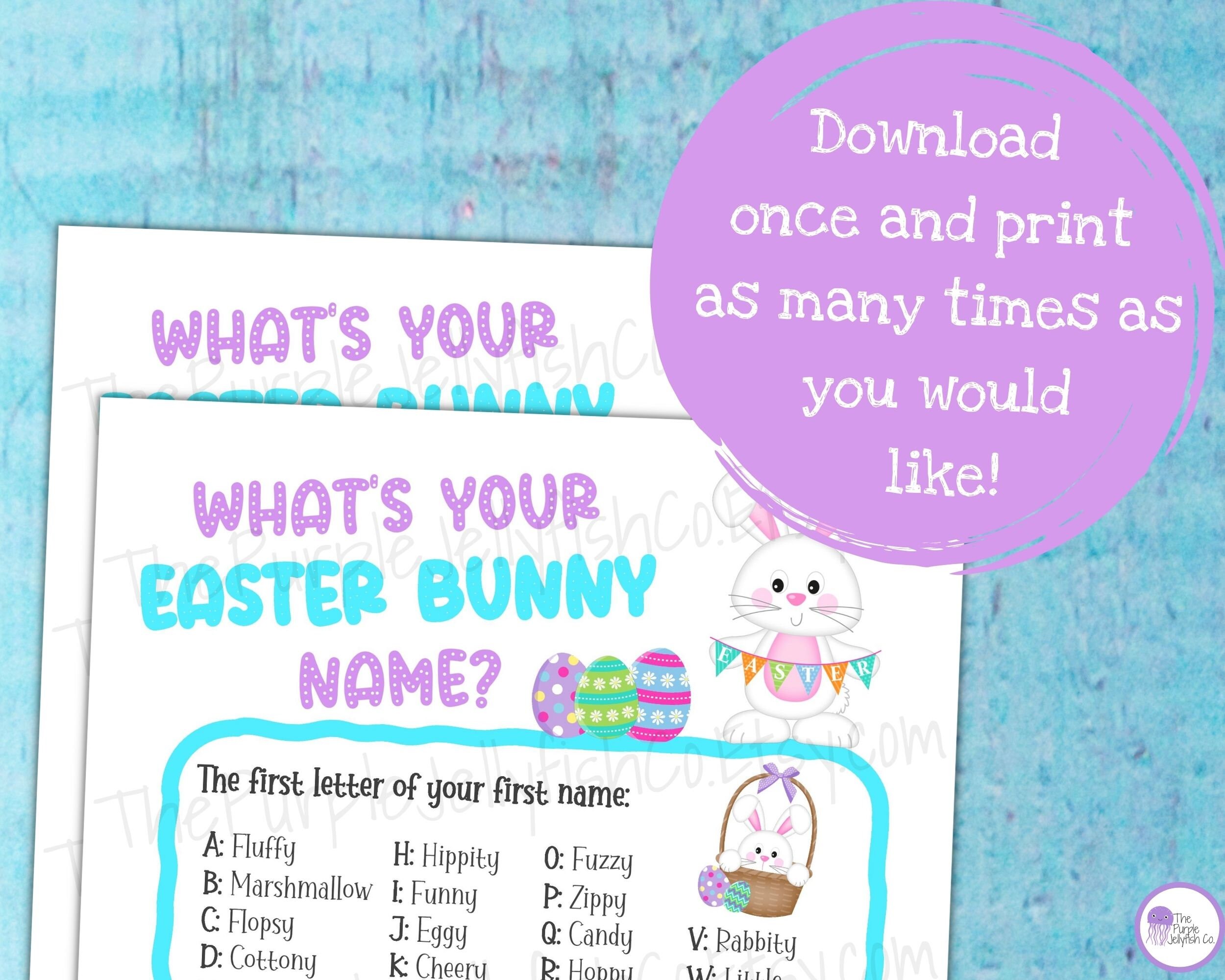 Easter Bunny Name Game, What's Your Bunny Name, Printable Easter Game ...