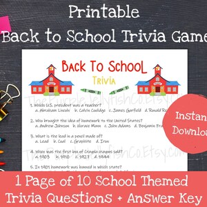 Back to School Trivia Game Printable Beginning of Year Icebreaker Game ...