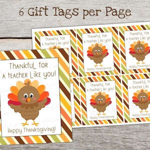 Thankful for Teacher Gift Tag, Thanksgiving Teacher Tag, Teacher ...