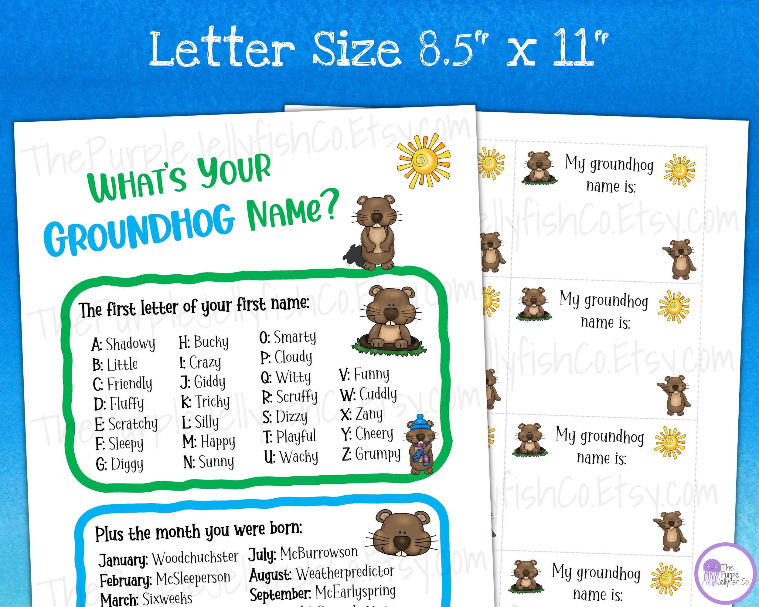 What's Your Groundhog Name Game, Printable Groundhog Day Game for Kids ...