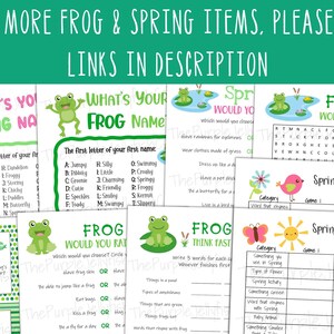 Frog Word Search Printable, Frog Activity for Kids, Word Game, Spring ...