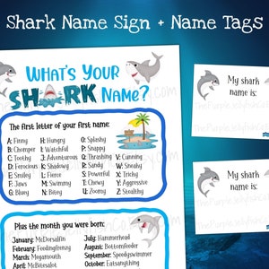 Shark Name Game, Printable Shark Sign, Shark Activity for Kids, Shark ...