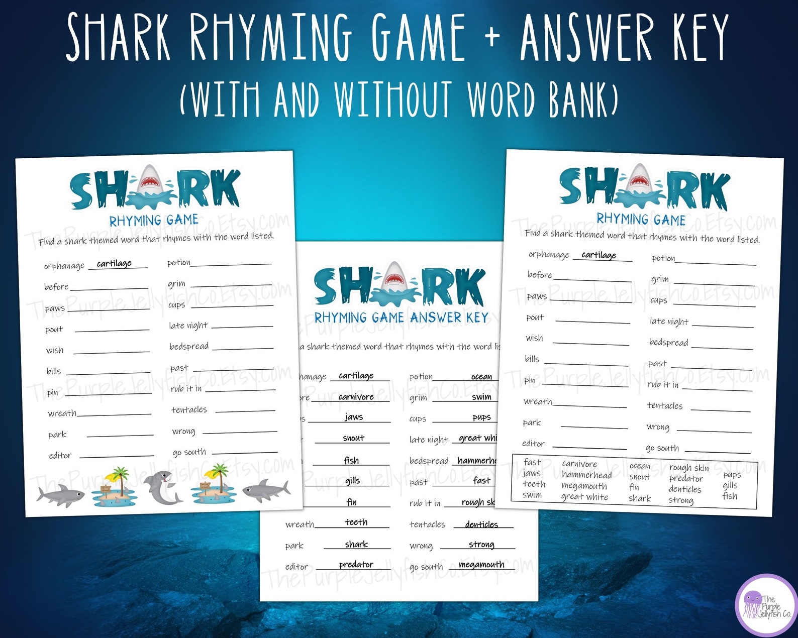 Shark Games Bundle, Shark Birthday Party Ideas, Shark Week Games, Shark ...