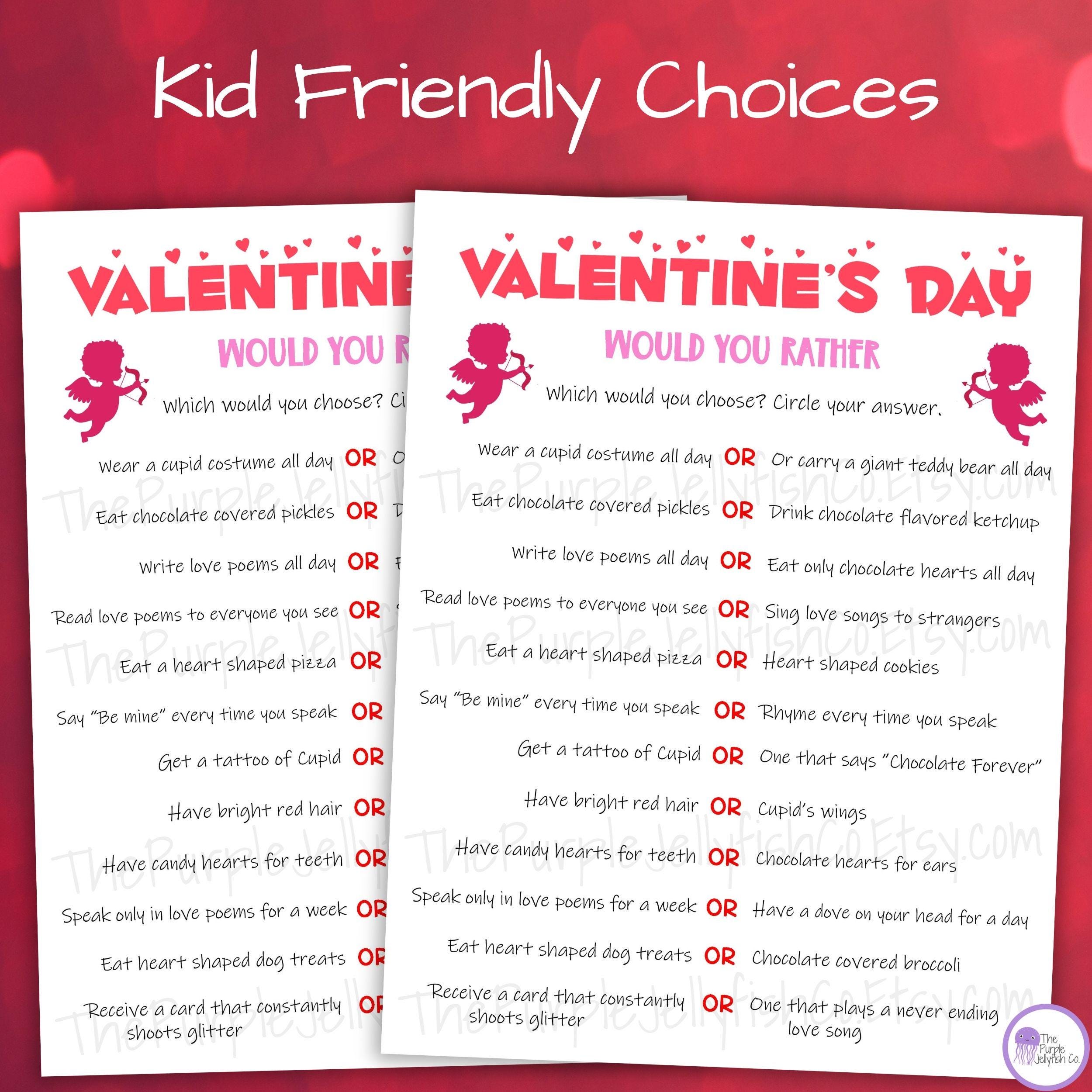 Would You Rather Valentine's Day Game, Printable Valentines Activity ...
