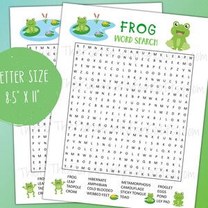 Frog Word Search Printable, Frog Activity for Kids, Word Game, Spring ...