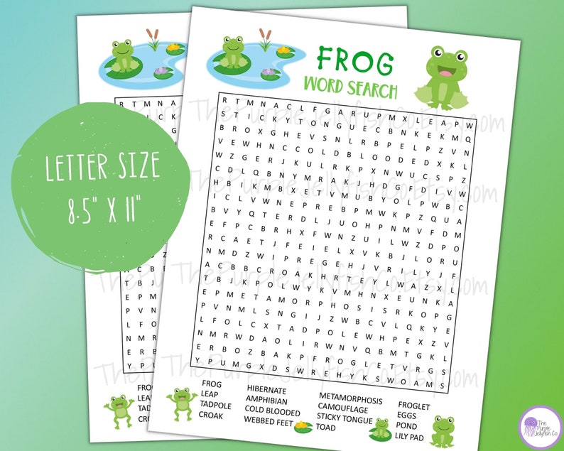 Frog Word Search Printable, Frog Activity for Kids, Word Game, Spring ...