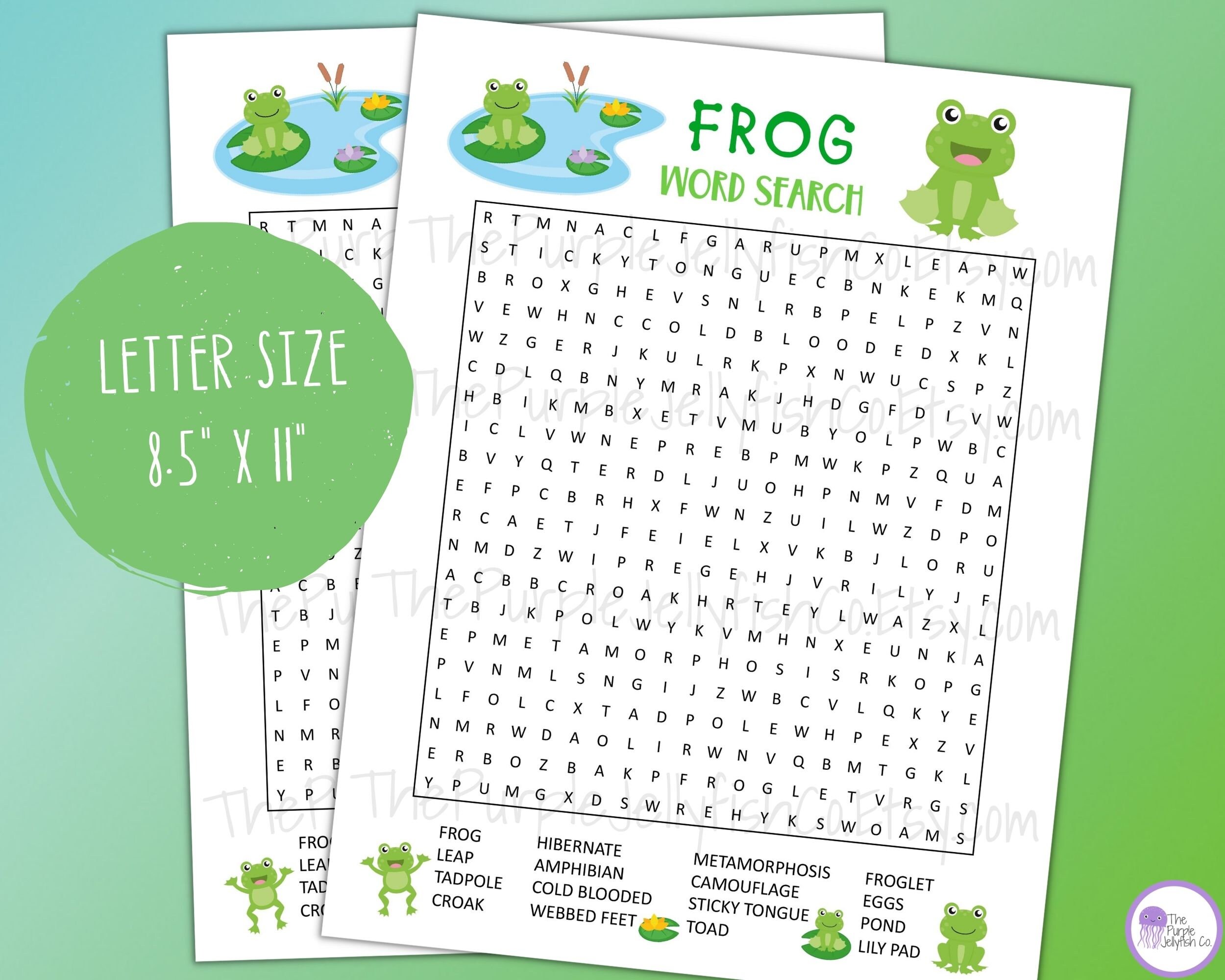 Frog Word Search Printable, Frog Activity for Kids, Word Game, Spring ...