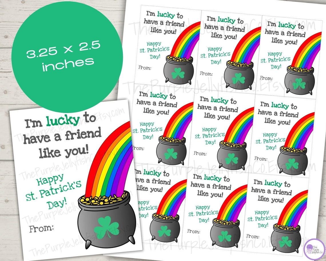 Printable St. Patrick's Day Gift Tags, St. Patrick's Day Cards for Kids ...