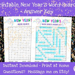 New Years Word Search Printable, New Years Activity for Kids, Word ...