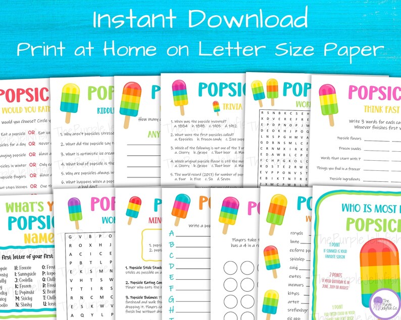 Popsicle Games for Kids Printable Popsicle Party Ideas, Fun Summer ...