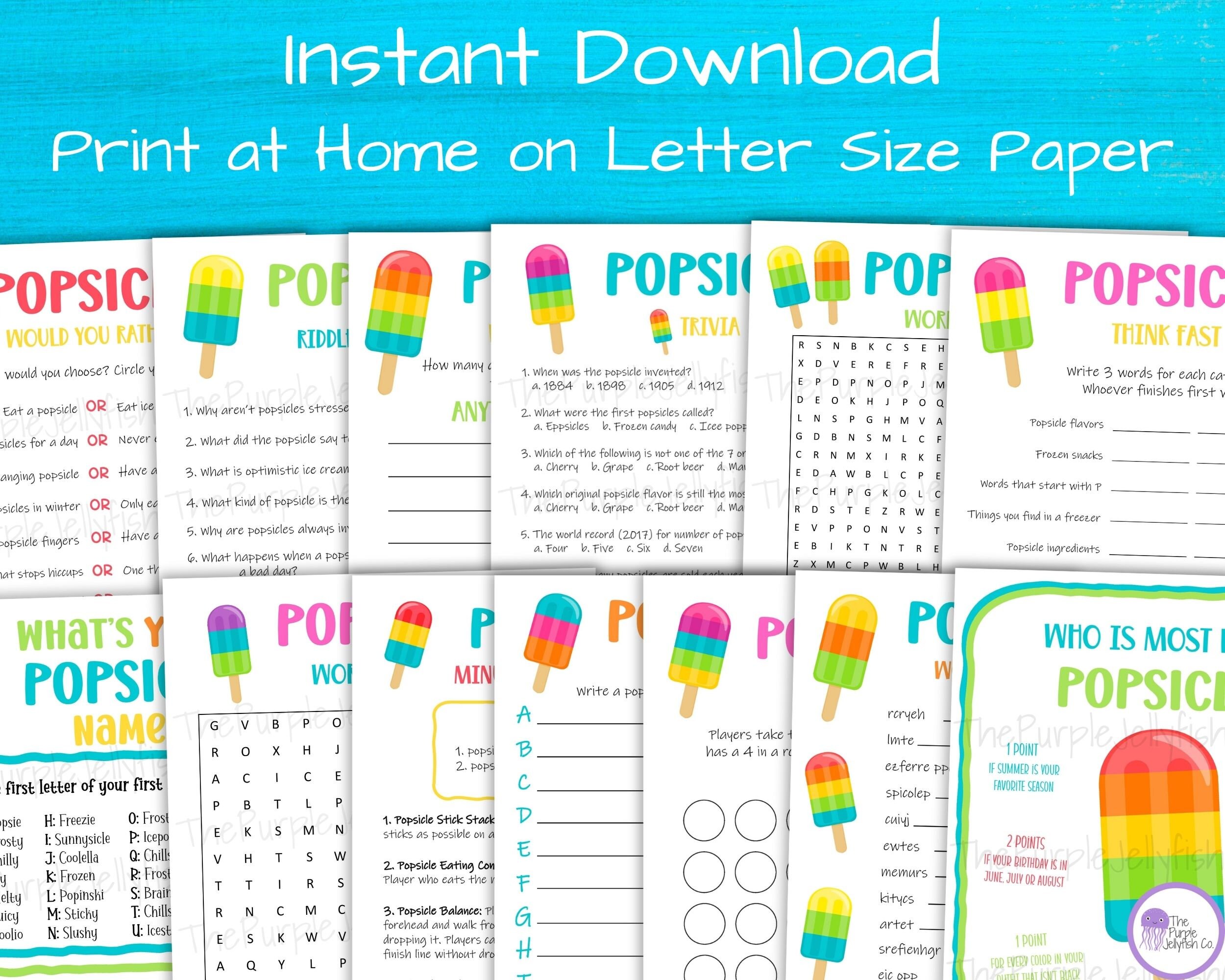 Popsicle Games for Kids Printable Popsicle Party Ideas, Fun Summer ...