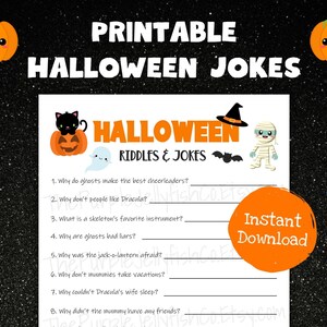 Halloween Jokes and Riddles, Printable Halloween Party Game for Kids ...