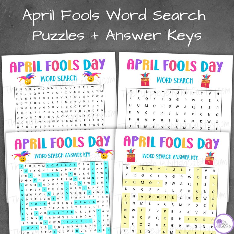 April Fools Day Word Search Printable, Funny April Fools Prank for Kids ...