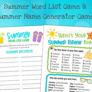 Summer Activities for Kids, Printable Summer Games, End of Year ...