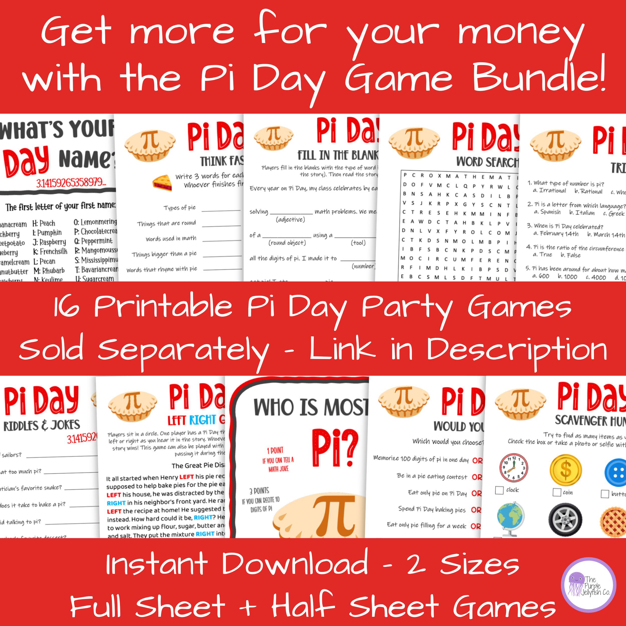 Pi Day Trivia Game Printable, Pi Day Party Idea, Trivia Questions Quiz ...