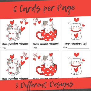Cat Valentines Cards for Kids Printable, Cute Animal Valentines for ...