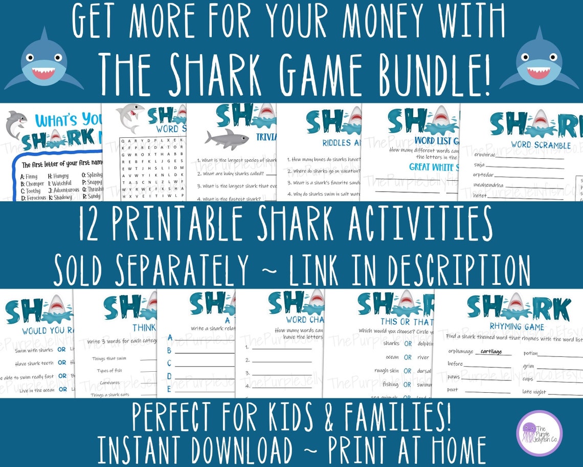 Shark Think Fast Game, Summer Activity Printable, Shark Week Game ...