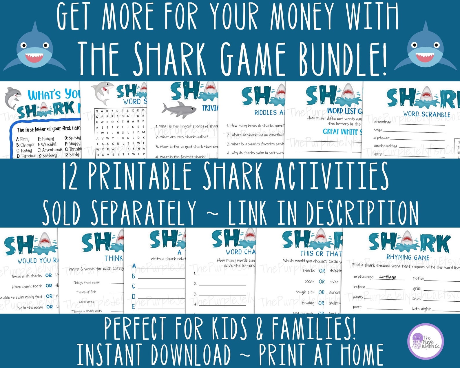 Shark Think Fast Game, Summer Activity Printable, Shark Week Game ...