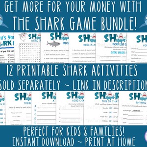 Shark Think Fast Game, Summer Activity Printable, Shark Week Game ...
