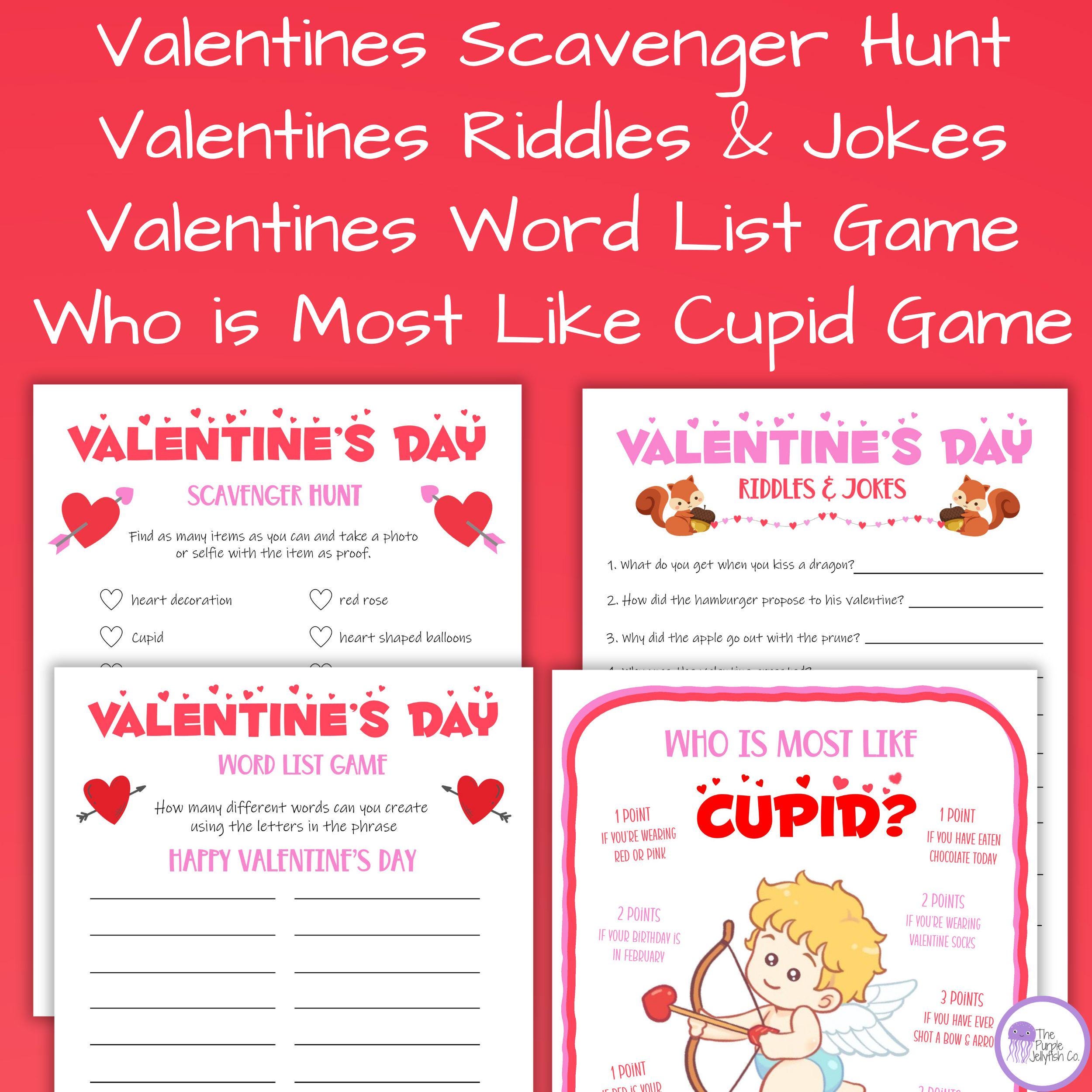 Valentine's Day Games Printable, Valentines Activities for Kids & Teens ...