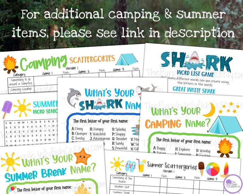 Camping Alphabet Game Printable A to Z Word Race, Camping Activity for ...