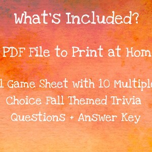 Fall Trivia Game Printable Autumn Activity for Kids & Adults, Trivia ...