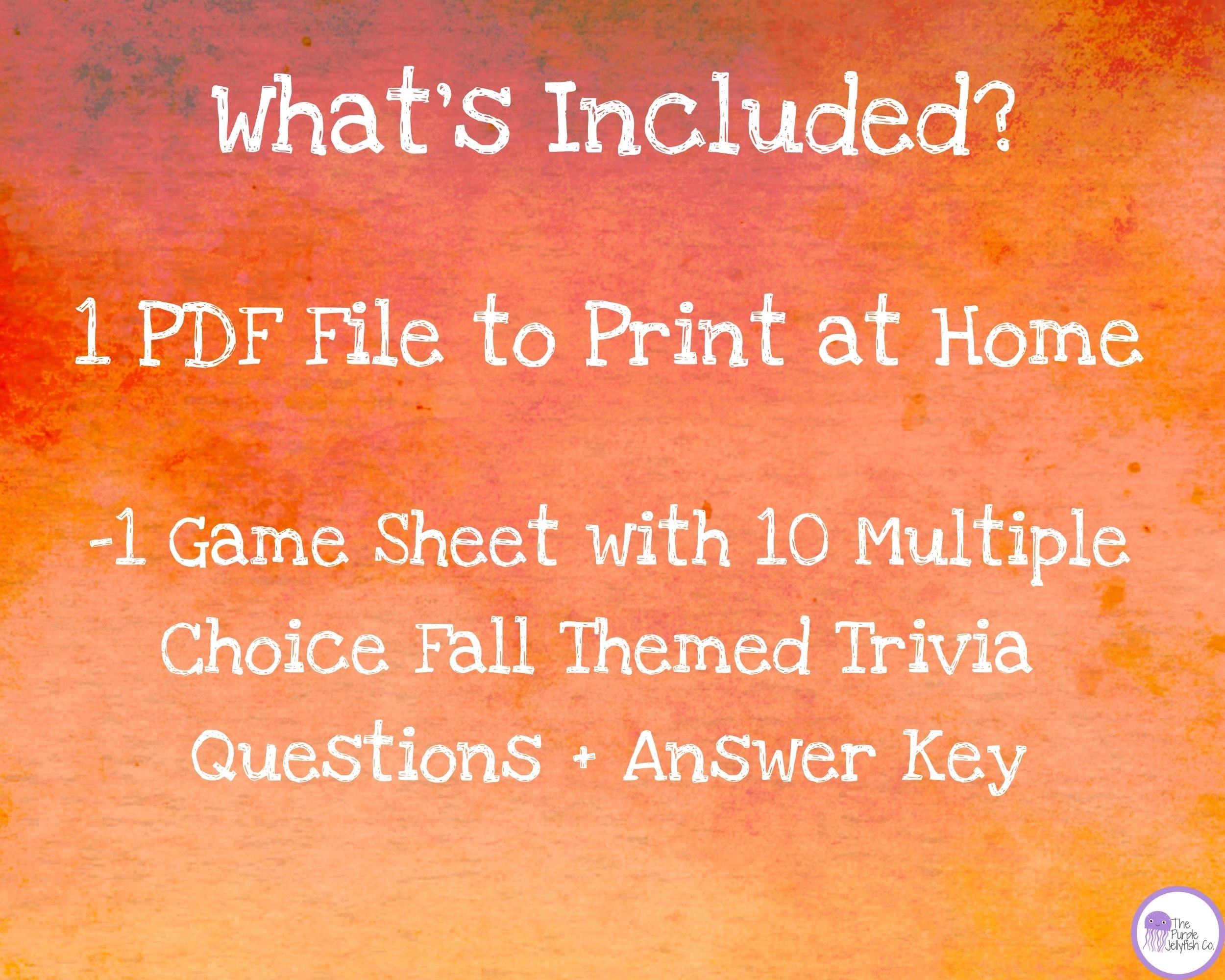 Fall Trivia Game Printable Autumn Activity for Kids & Adults, Trivia ...