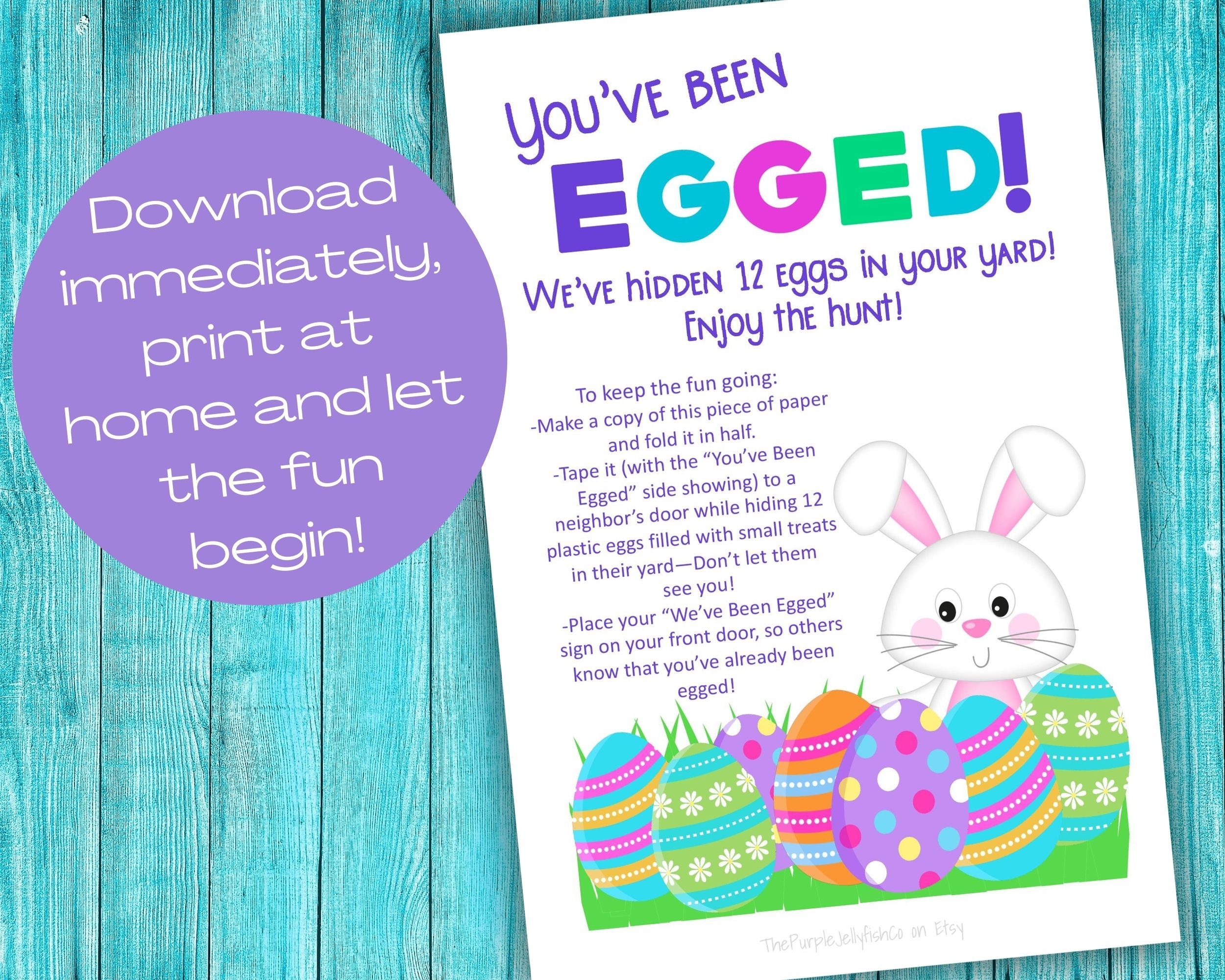 You've Been Egged, Easter Egg Hunt Printable, Easter Activity for Kids ...