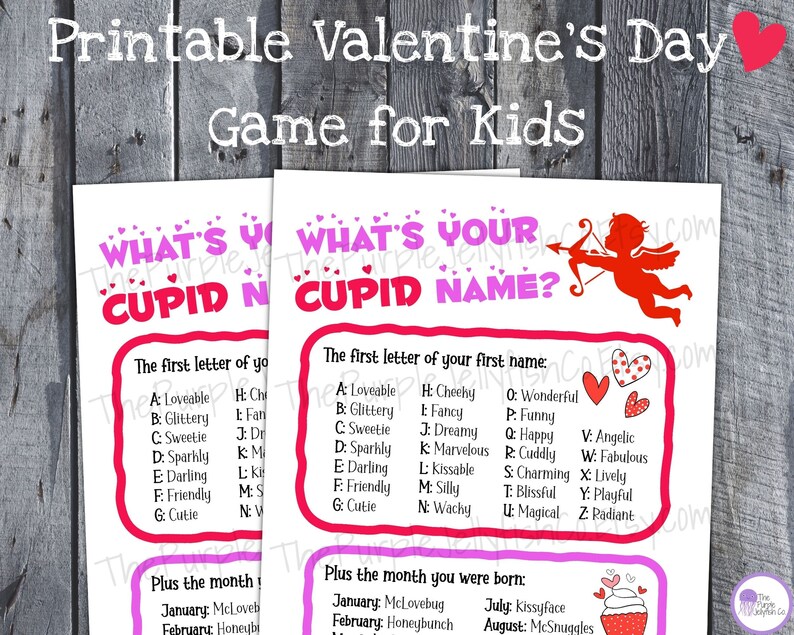 What's Your Cupid Name Game, Valentines Day Activity for Kids ...