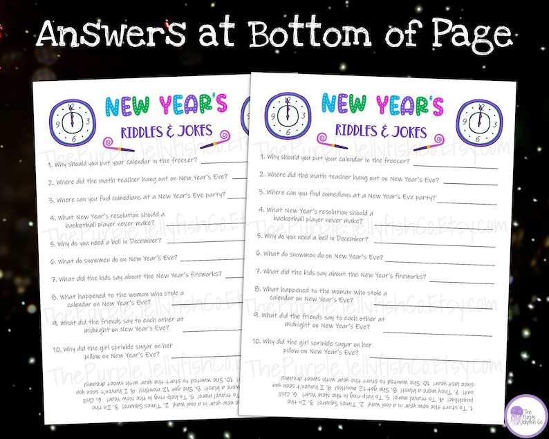 New Years Jokes for Kids, Printable New Years Eve Games, New Years ...
