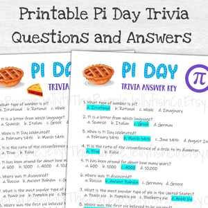 Pi Day Trivia Game for Kids and Adults, Printable Pi Day Activity, Pi ...