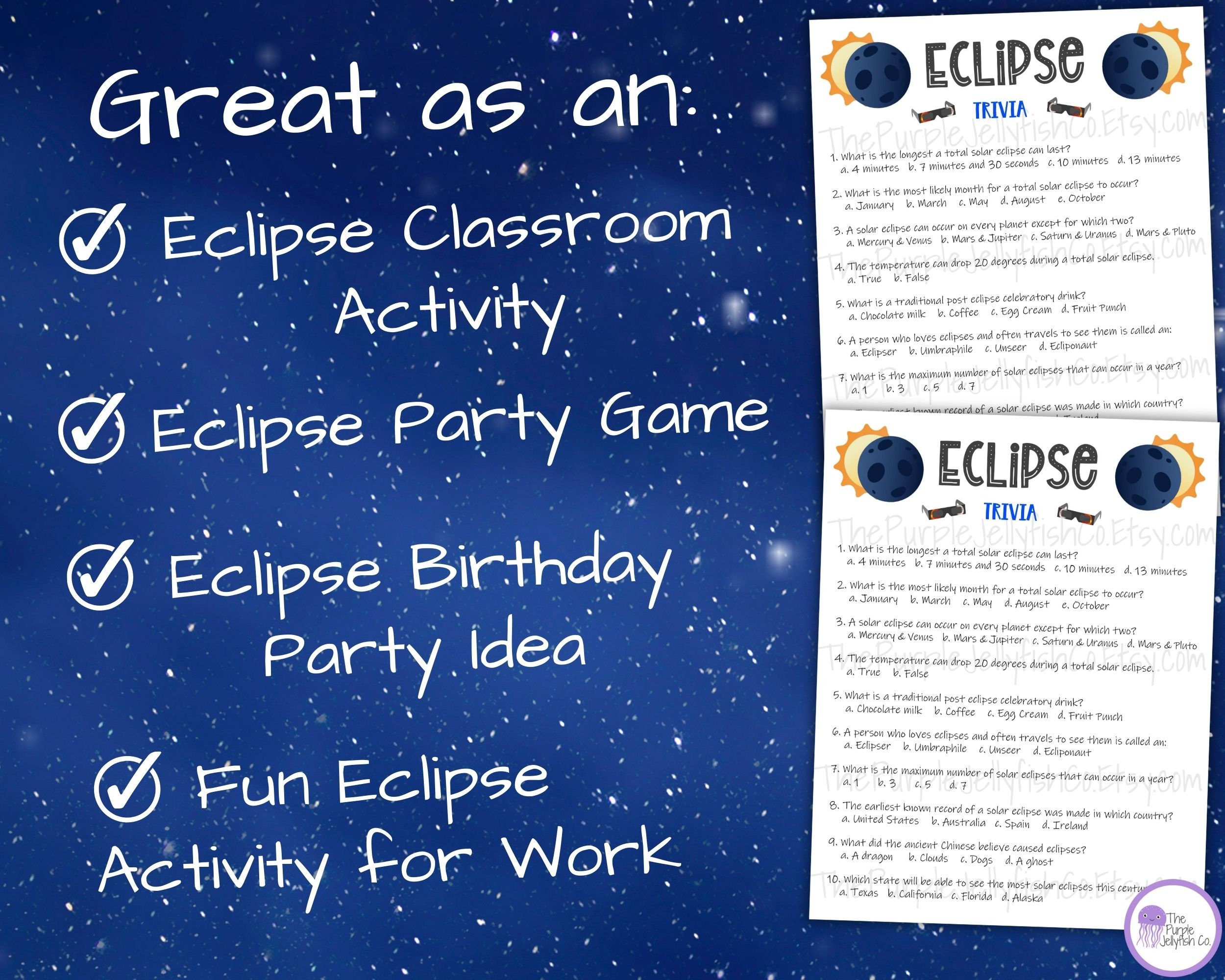 Eclipse Trivia Game for Kids & Adults, Printable Trivia Questions and ...