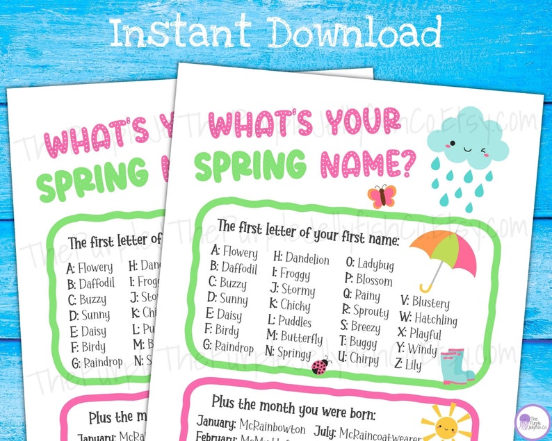 Spring Name Game, Printable Spring Activity for Kids & Adults, Spring ...