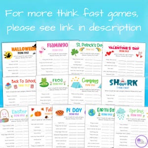 Summer Think Fast Game for Kids Teens Adults, Summer Party Idea, End of ...