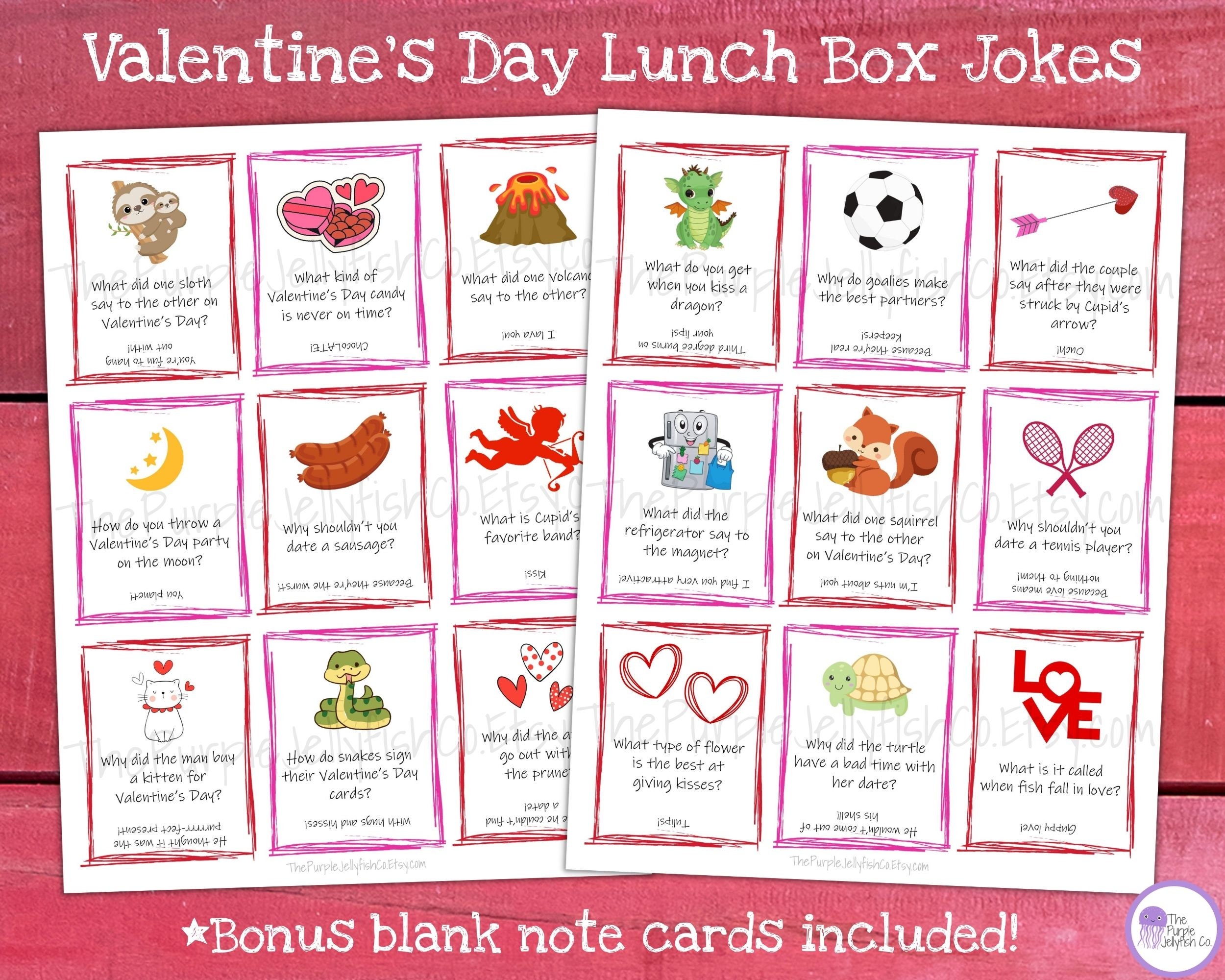 Valentine Lunchbox Jokes, Valentines Day Lunchbox Notes, Printable ...