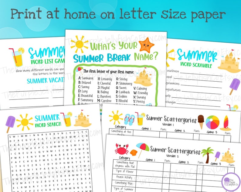 Summer Activities for Kids, Printable Summer Games, Summer Activity ...