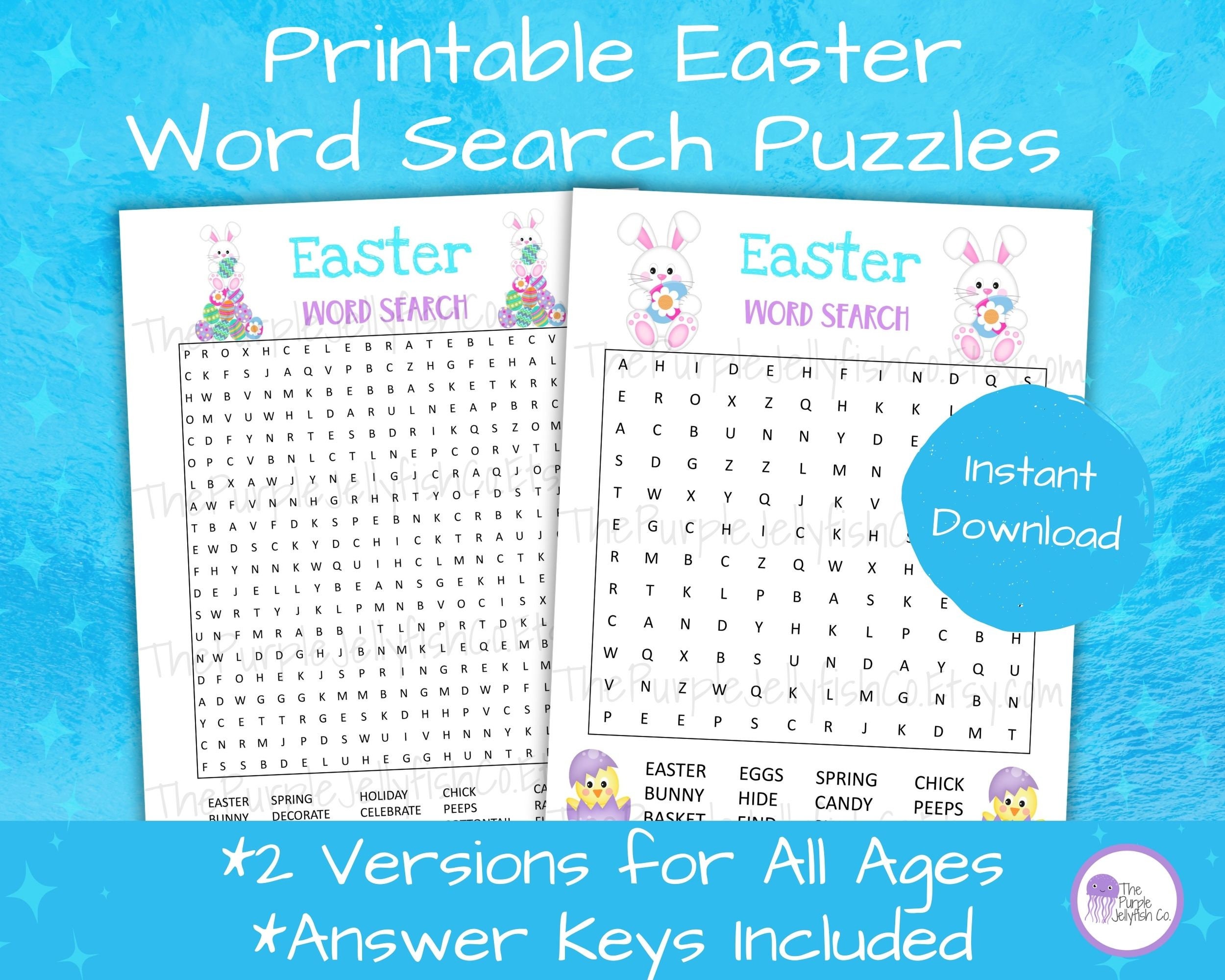 Easter Word Search Printable, Spring Activities for Kids & Adults ...