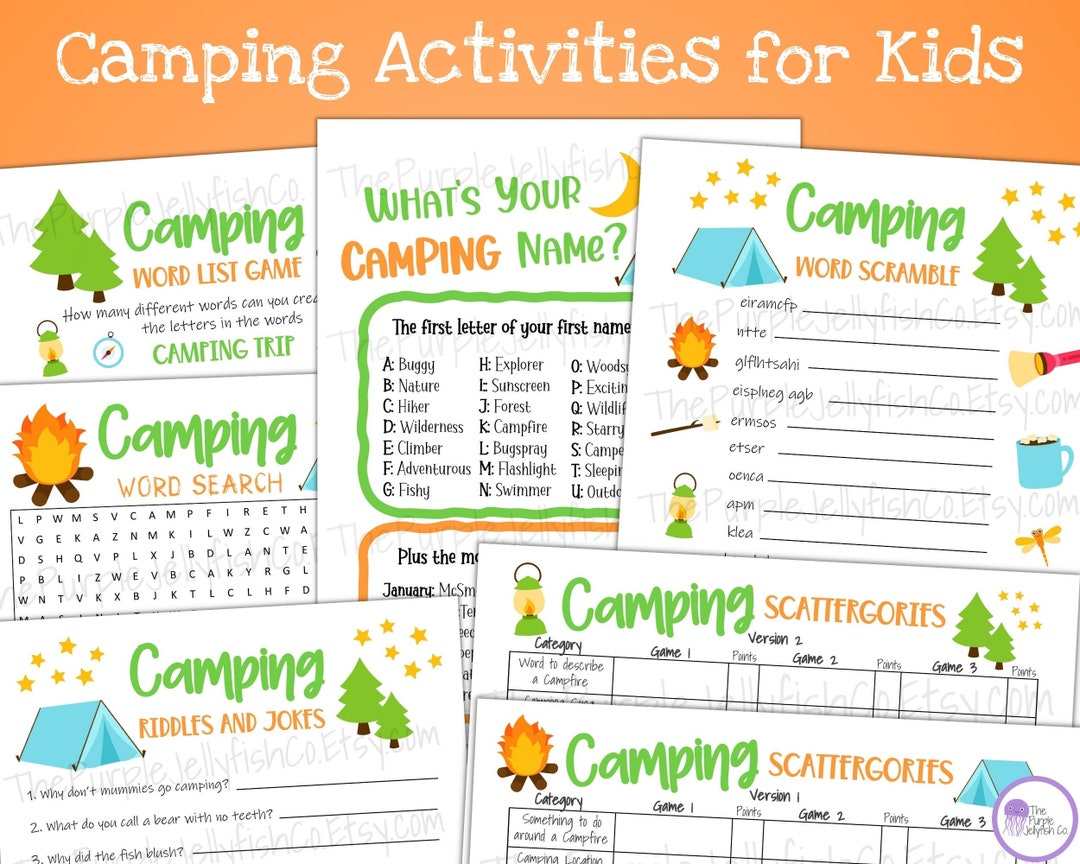 Camping Activities for Kids, Camping Games Bundle, Camping Party ...