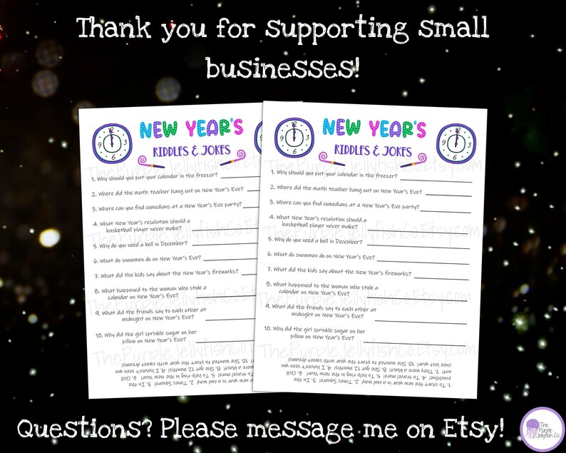 New Years Jokes for Kids, Printable New Years Eve Games, New Years ...