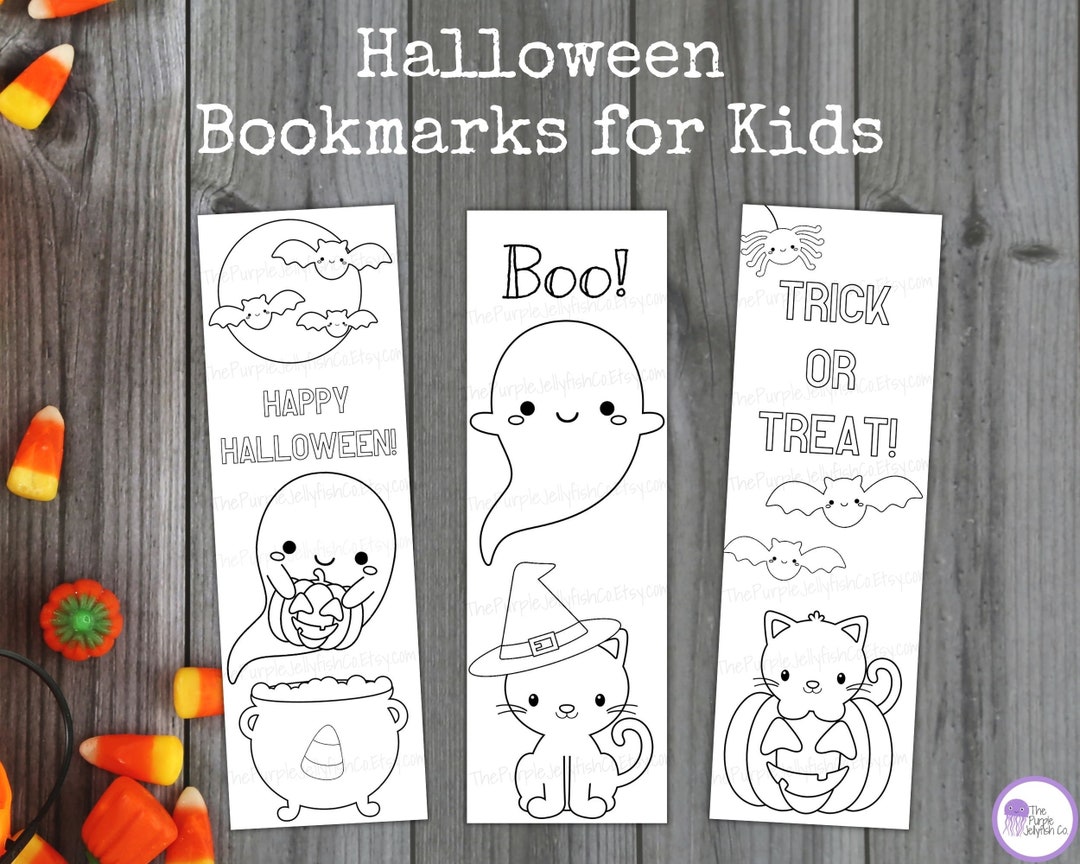 Halloween Coloring Bookmarks for Kids, Halloween Bookmark Printable ...