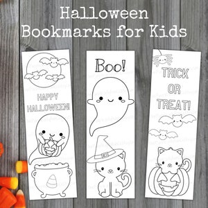 Halloween Coloring Bookmarks for Kids, Halloween Bookmark Printable ...