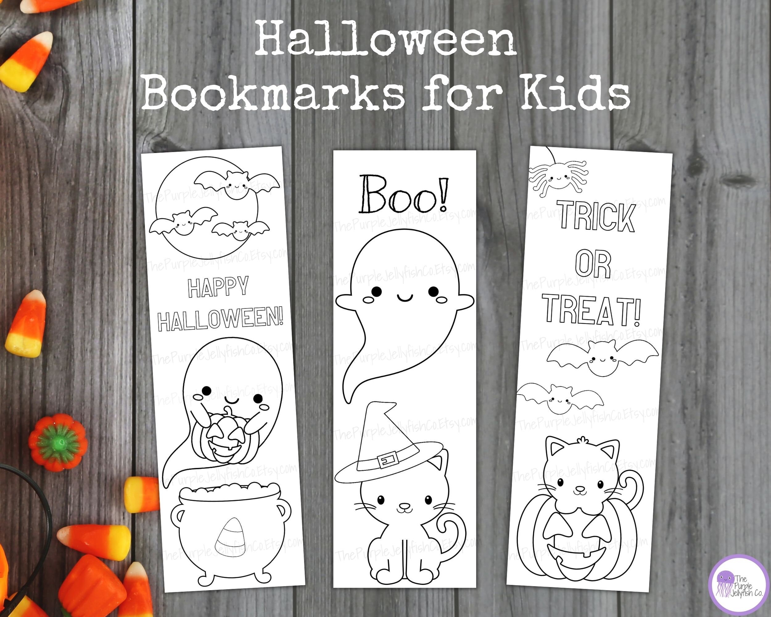 Halloween Coloring Bookmarks for Kids, Halloween Bookmark Printable ...