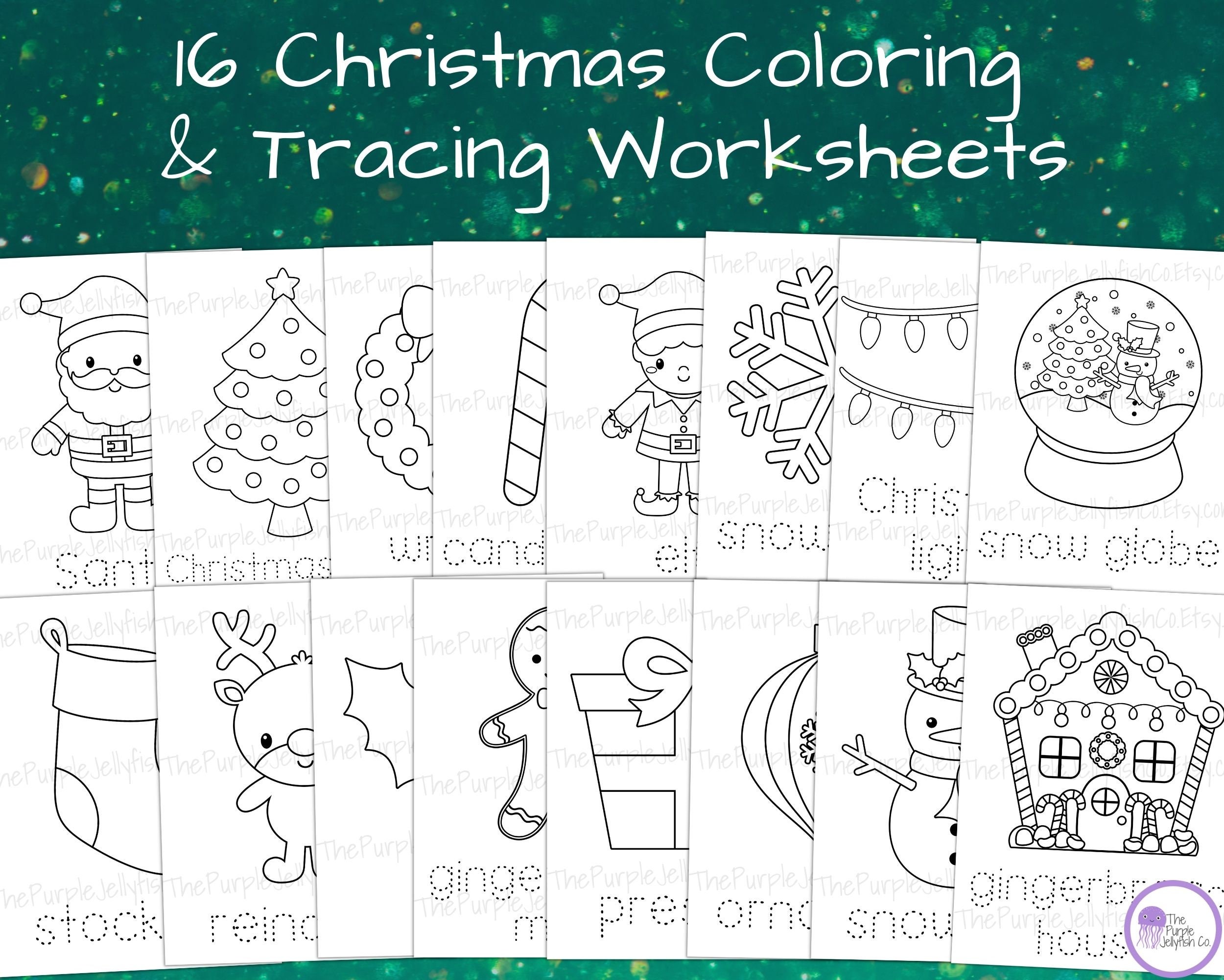 Christmas Coloring Pages for Kids, Preschool Tracing Worksheets ...